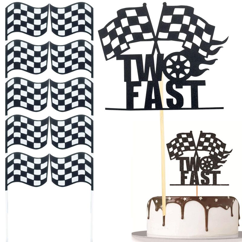 11PCS Race Car Cupcake Toppers, Racing Car Happy Birthday Cake ...