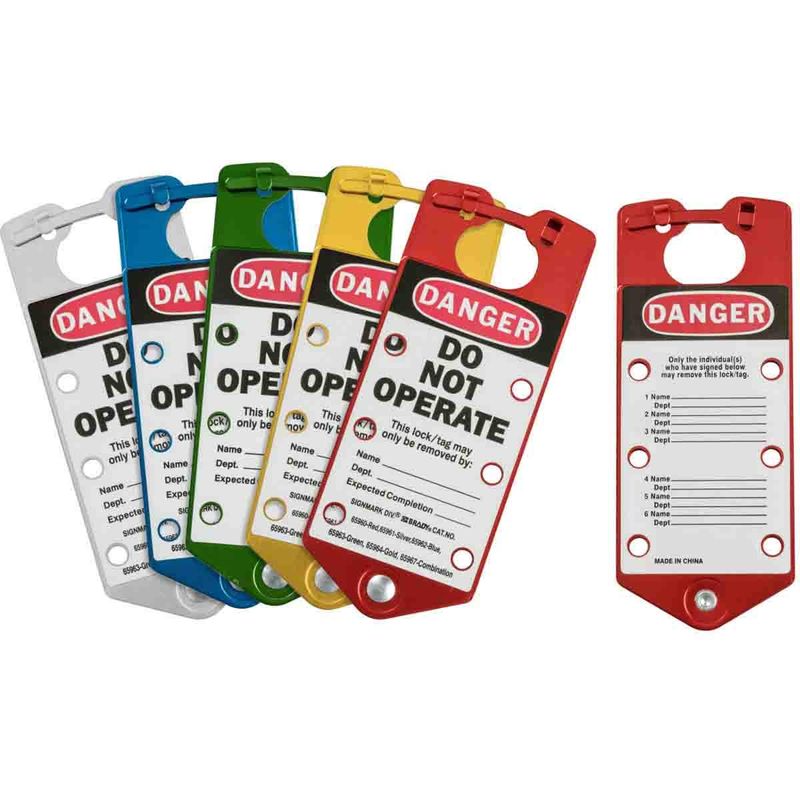 Brady Anodized Aluminum Labeled Lockout Hasp, 5 Color Assortment (Pack ...