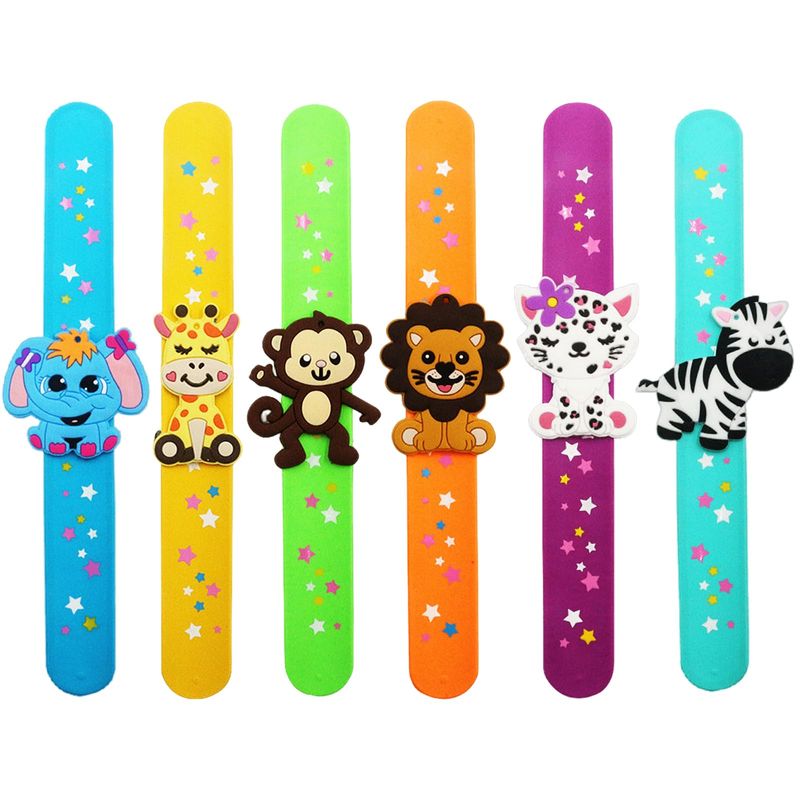 POPOYU 6Pcs Jungle Animals Slap Bands,Jungle Animals Soft Silicone Slap ...