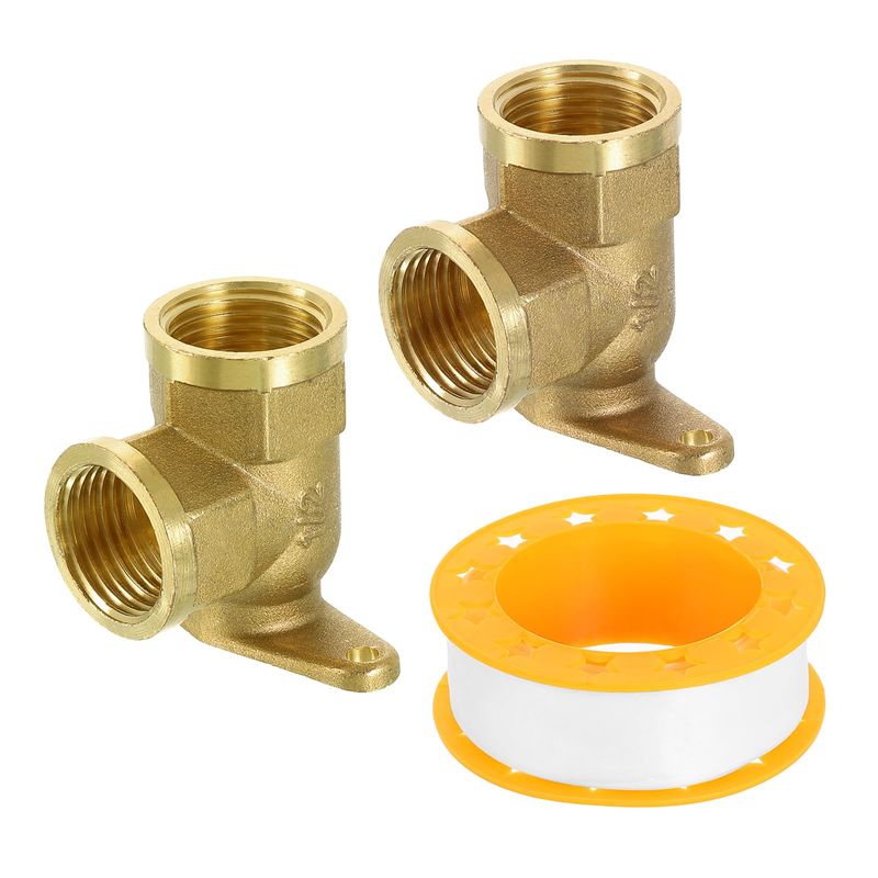 uxcell 2pcs 90 Degree Drop Ear Elbow 1/2" Female x 1/2" Female Brass ...