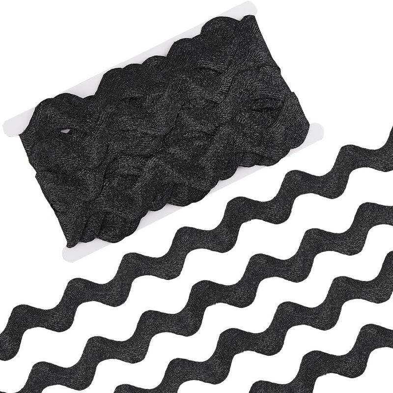 GORGECRAFT 10 Yard 40mm Metallic Black Rick Rack Trim for Sewing Jumbo ...