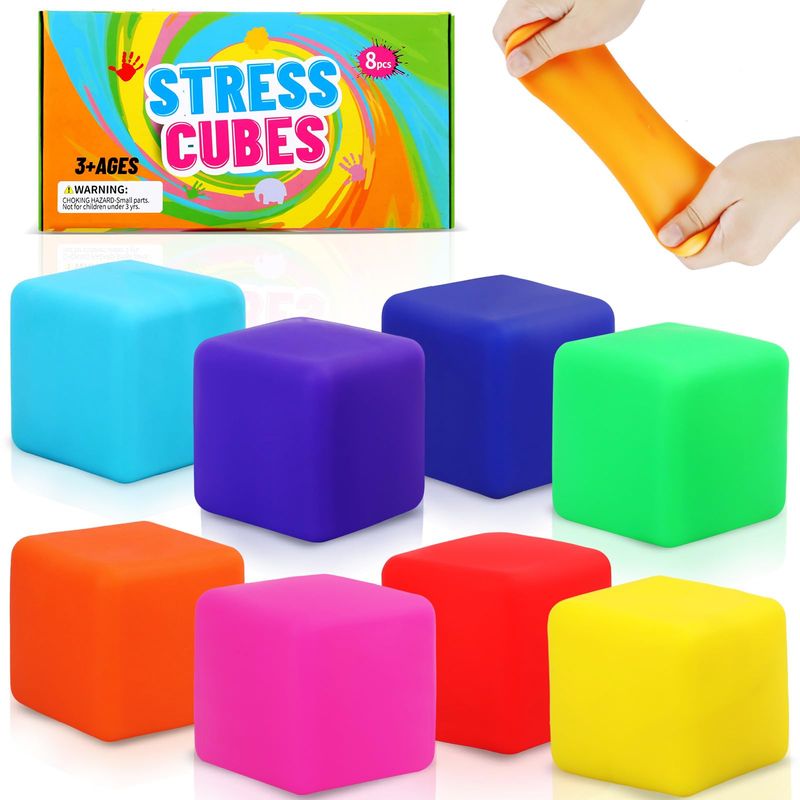 Stress Cube 8 Pack,Stretchy Fidget Toy for Anxiety Stress Relief ...