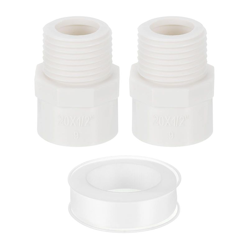 sourcing map PVC Male Adapter Pipe Fitting, 2Pcs 1/2" 2-Way PVC Pipe ...