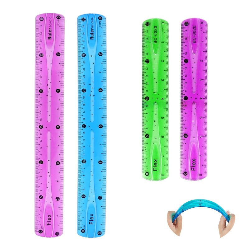 4Pcs Bendy Ruler for School Classroom Office Kids & Adults, Flexible ...
