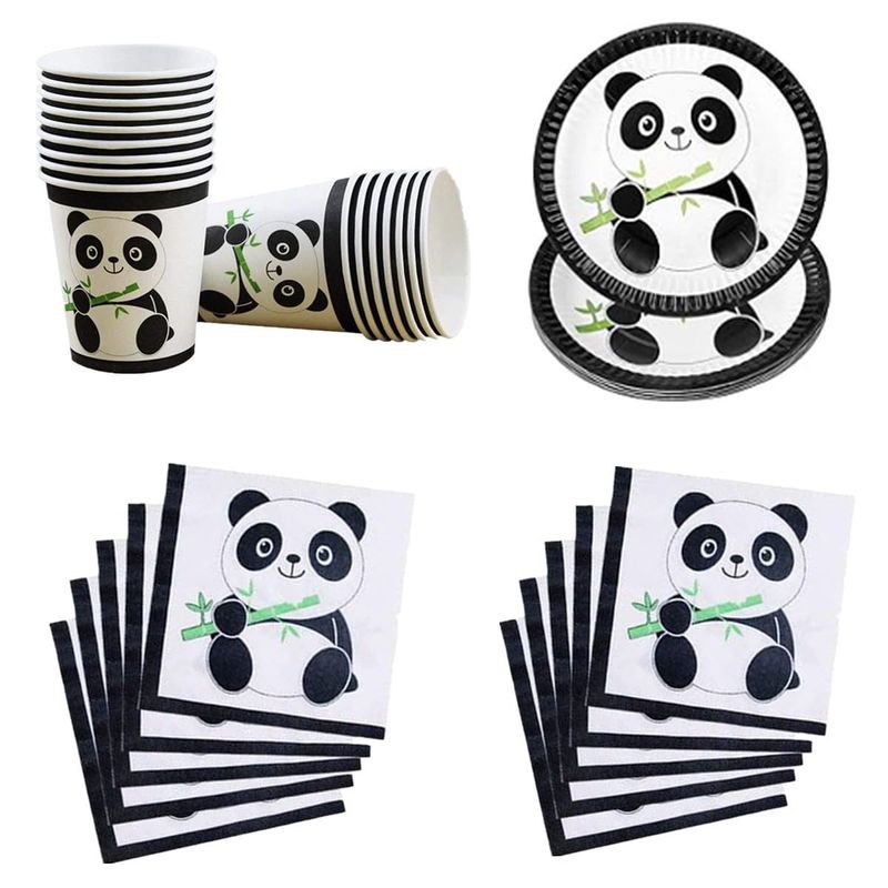 Black White Panda Party Supplies, Include 20 Panda Plates 20 Cups and ...