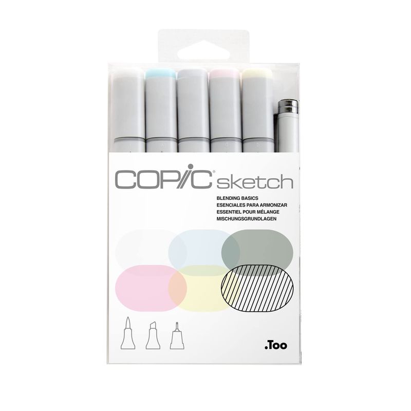 Copic Sketch, Alcohol-based Markers, 5 pcs + Multiliner Pen SP ...