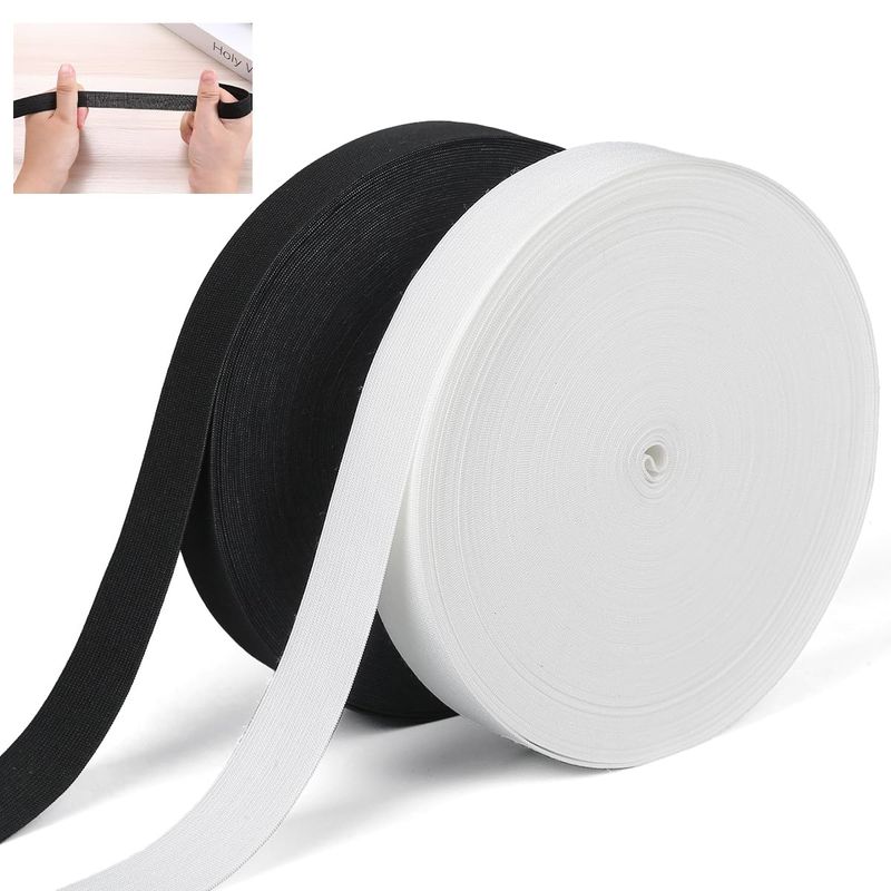 2 Stück Gummilitze 10m X 1.5cm Breites Gummiband, Schwarzes + Weißes ...