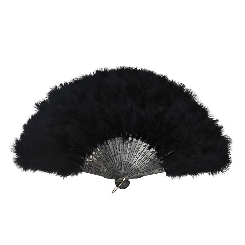 MultiValue Feather Folding Hand Fan 45cm, Vintage Handheld Folding Fan ...