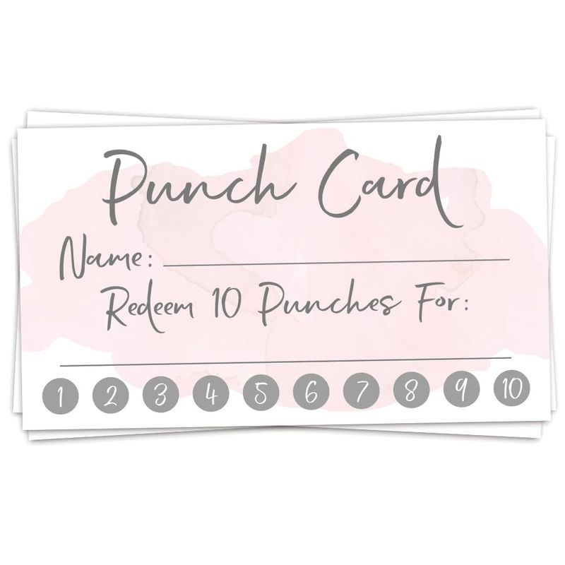 50 Pink Watercolor Reward Punch Cards | Customer Loyalty Cards ...