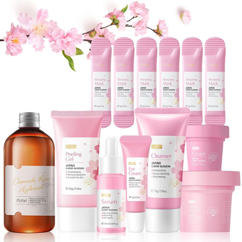 Leogony 13pcs Skincare Set for Teenagers Girls Kids, Cherry Blossom ...