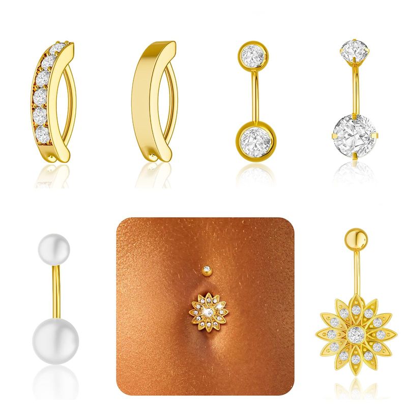 Zernblend 6 Piece Gold Belly Button Piercing, 16 G, Belly Button Ring ...