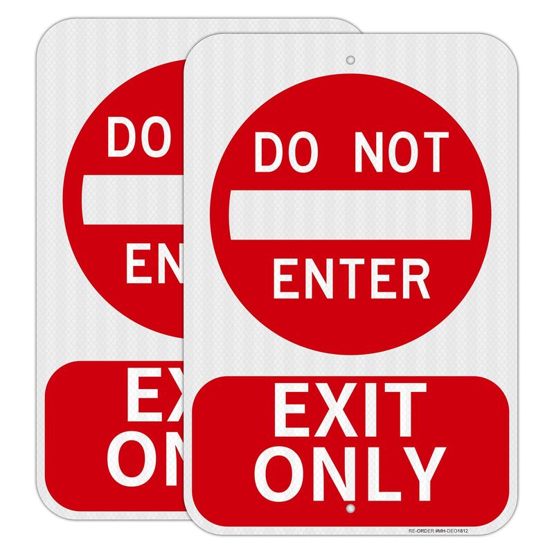 2 Pack Do Not Enter Exit Only Sign- 12" x 18" Aluminum Exit Only Do Not ...