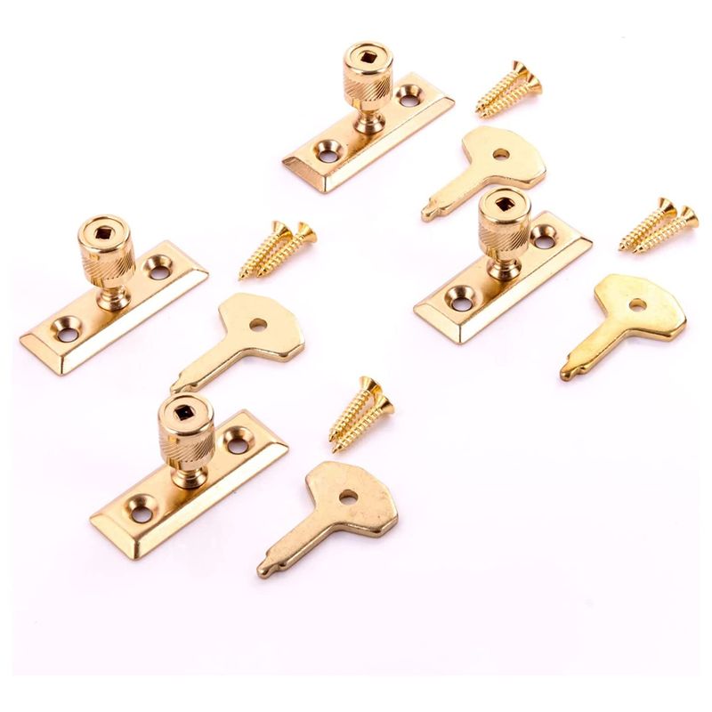 Brass Plated Window Stays with Keys Locking Casement Window Stay Pin ...
