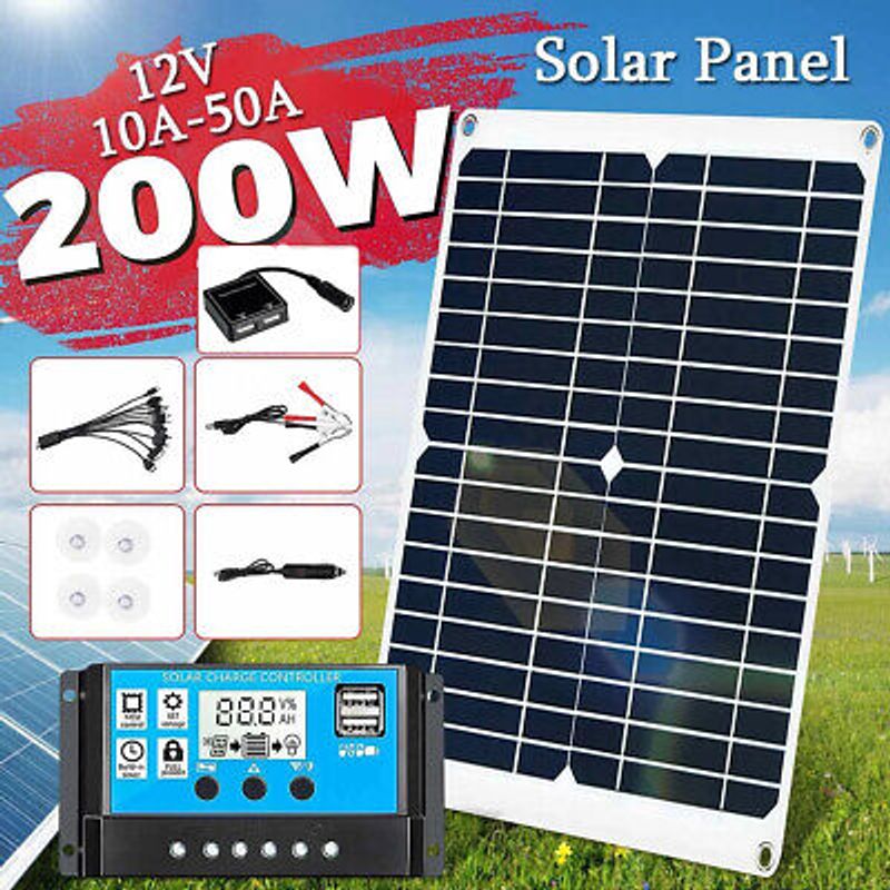 200W Solar Panels Kit 100A 12V battery Charger Controller Caravan Boat ...