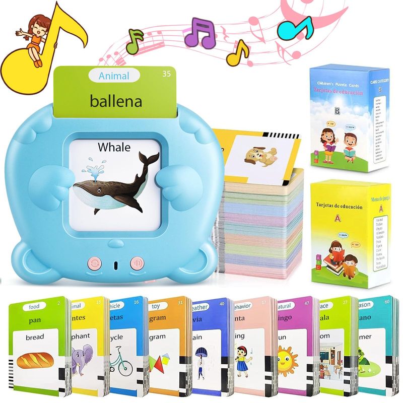 Spanish & English Talking Flash Cards for Toddler 1-6 Year Olds ...