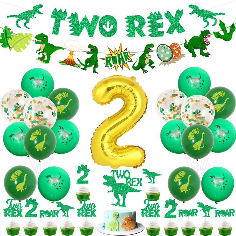 Sursurprise Dinosaur 2nd Birthday Decorations, Dinosaur Two Rex Banner ...