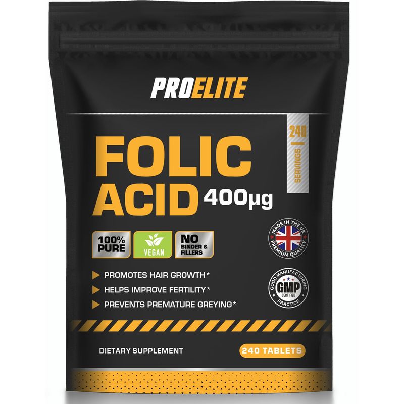 Folic Acid Tablets 400 mcg - 240 Vegan Vitamin B9 Tablets Folic A 400 g ...