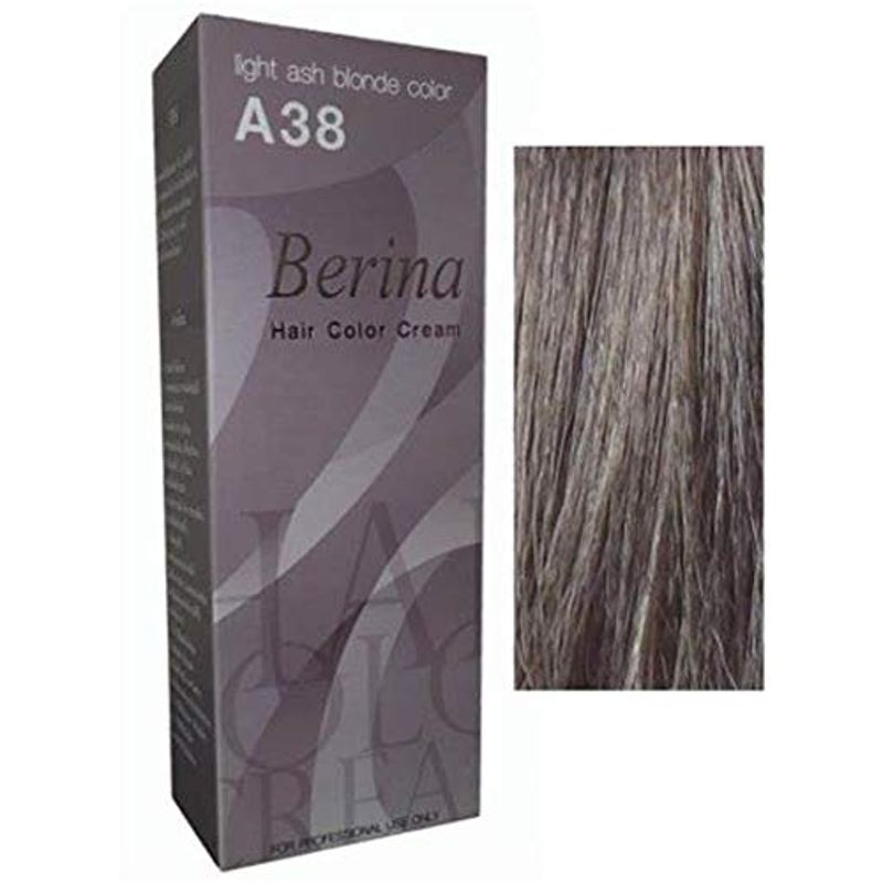 Berina Permanent Hair Dye Color Cream # A38 Light Ash Blonde Color Made ...
