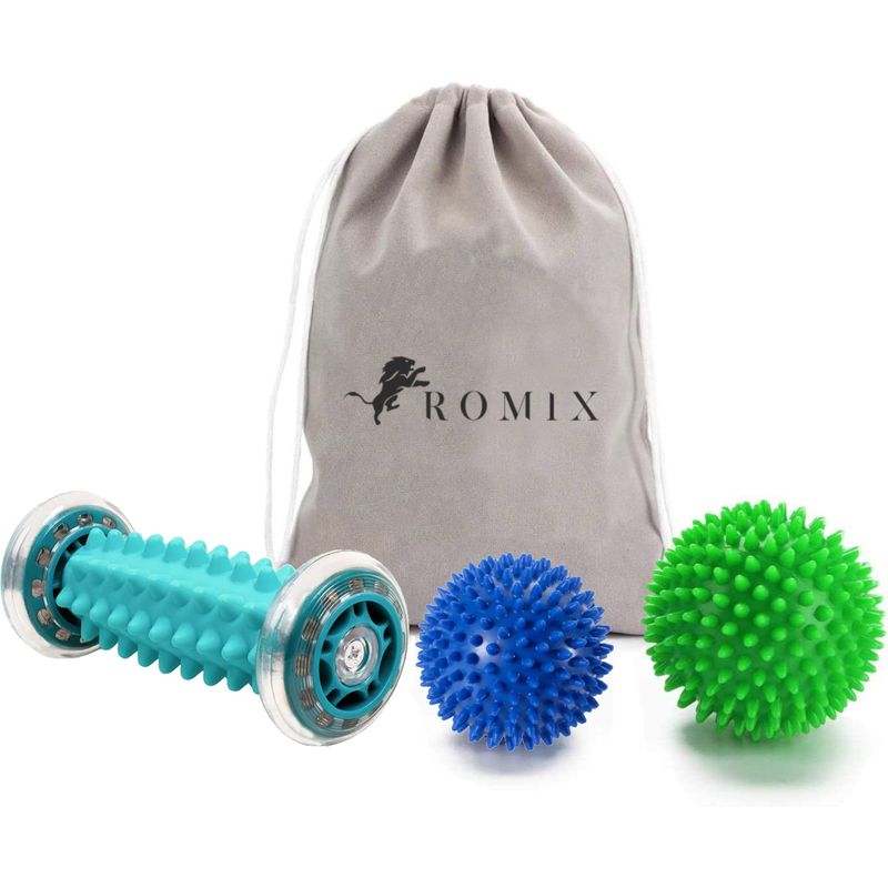 ROMIX Foot Massager Roller and Spiky Massage Ball Set, Deep Tissue ...