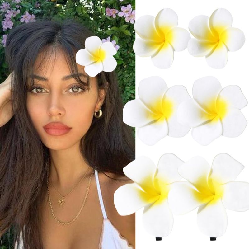Hawaiian Flower Hair Clips for Women, 6 Pieces Plumeria Hair Clip ...