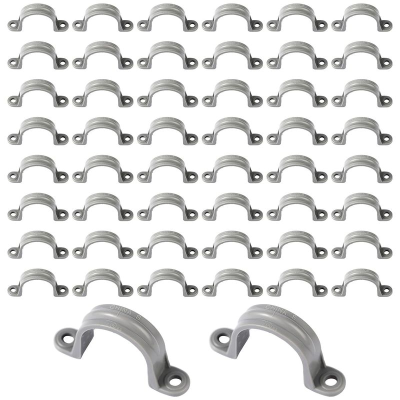 50Pcs 1 Inch PVC Pipe Straps, 2 Holes Plastic Conduit Strap Pipe Clamps ...