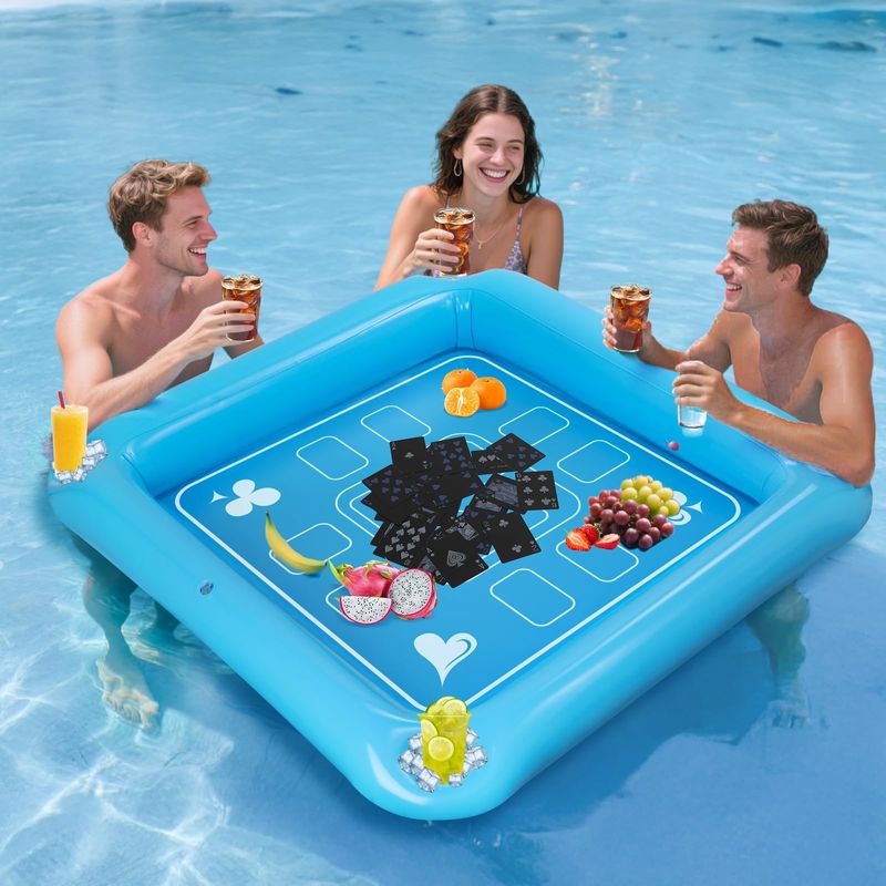Floating Game Table for Pool - 40"x40" Inflatable Floating Table for ...