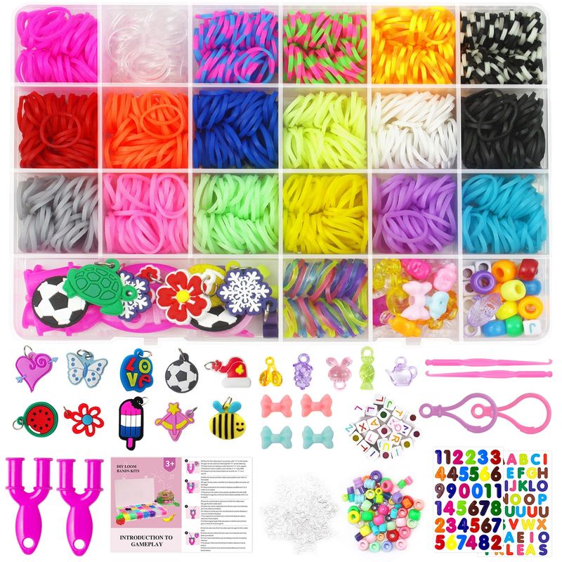 Uolifrem 2500+ Loom Bands Set for Children, 22 Colours Loops Rubber Bands Starter Set, DIY ...