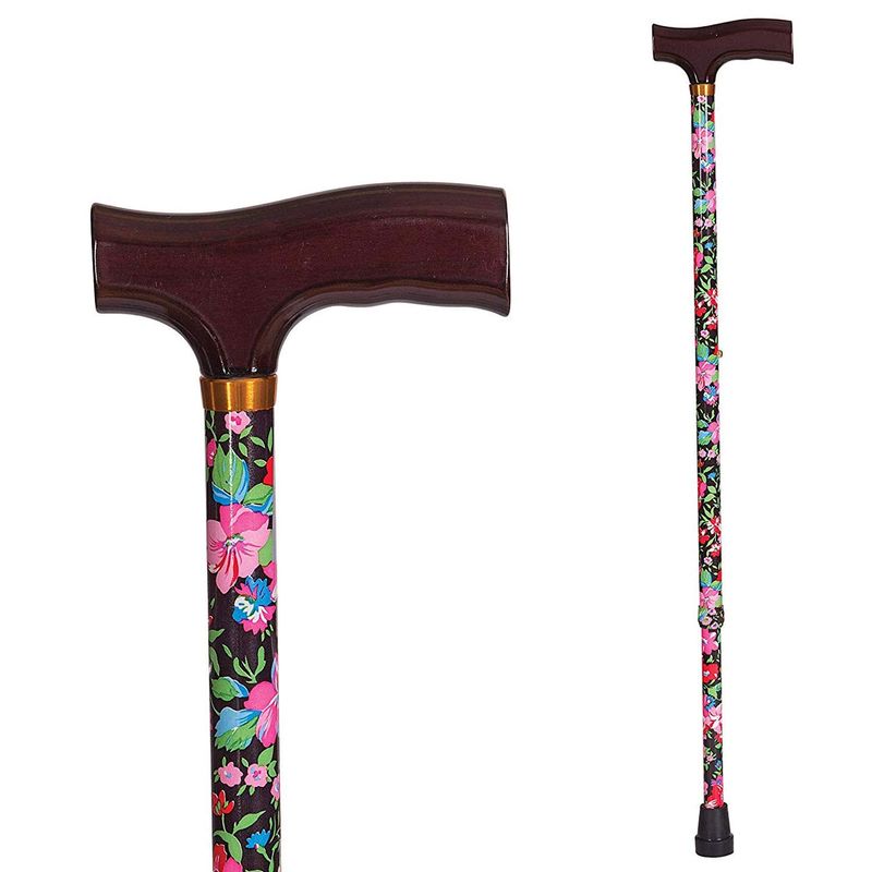 DMI Lightweight Aluminum Walking Cane with Derby-Top Handle, Floral ...