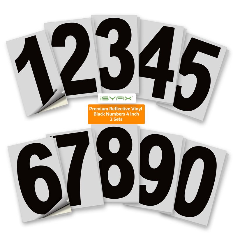 iSYFIX Black Vinyl Numbers Stickers – 2 Sets 4 inch - Premium Decal ...