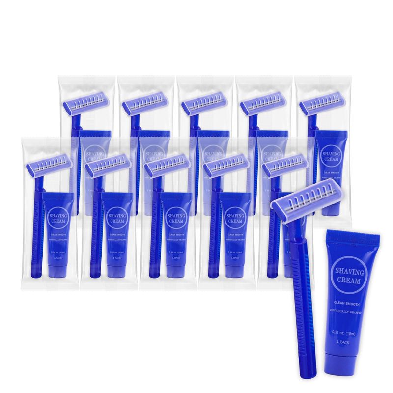 Disposable Razor Shaving Cream Set, Individually Wrapped Manual Twin ...