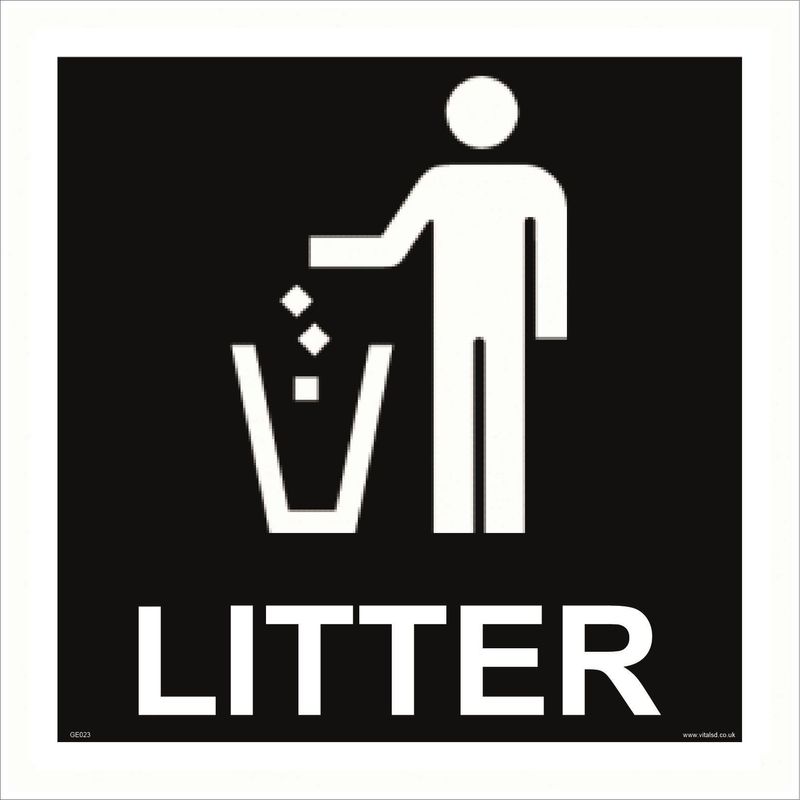 GE023 Litter SIGN Rubbish Trash bin waste paper keep Britain tidy ...