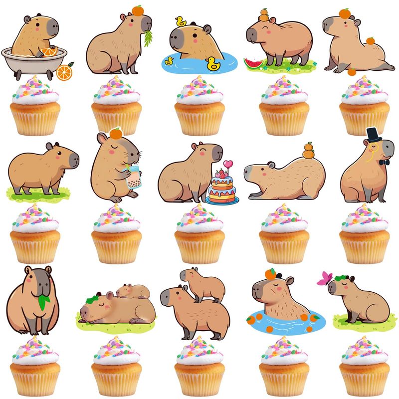 Capybara Cupcake Toppers Capybara Birthday Party Decorations 48Pcs ...