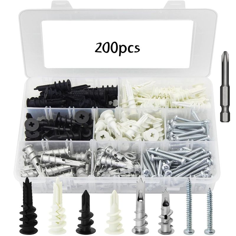 FGXY 200pcs Hollow Wall Fixings, Plasterboard Fixings, Wall Anchor ...
