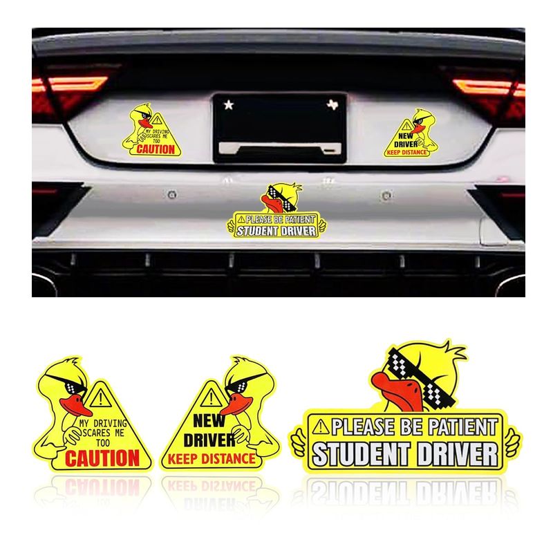 3Pack New Driver Sticker Cute Duck Car Sticker, Student Driver Sign ...