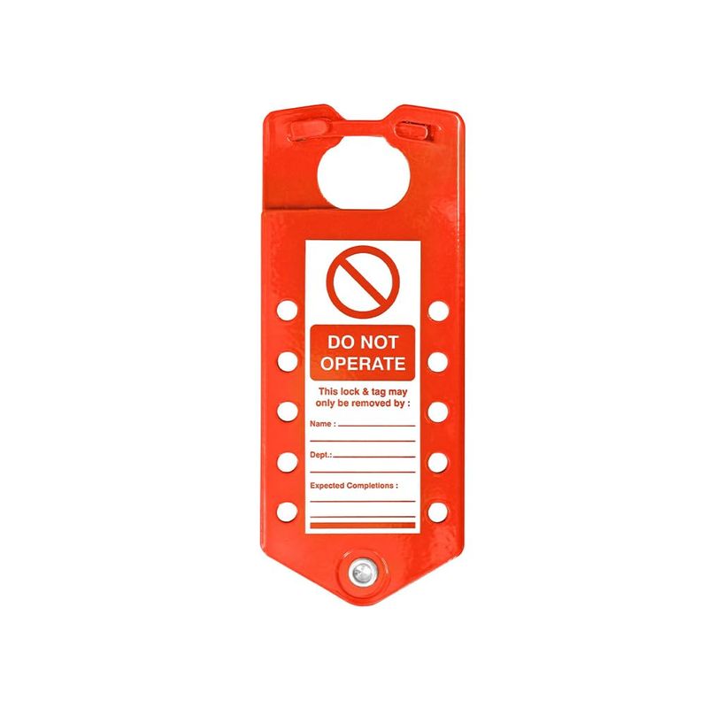 Aluminium Lockout Tagout Sign Hasp Red Complete with Spare Label Powder ...