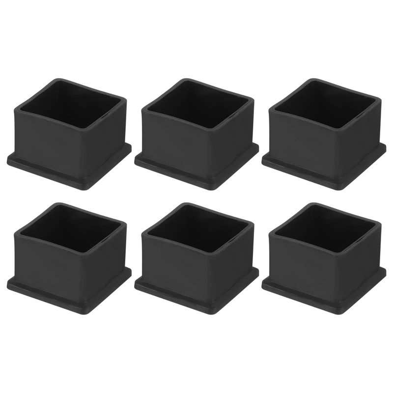 uxcell Set of 6 PVC Square Chair Leg Caps 35mm x 35mm OD Black ...