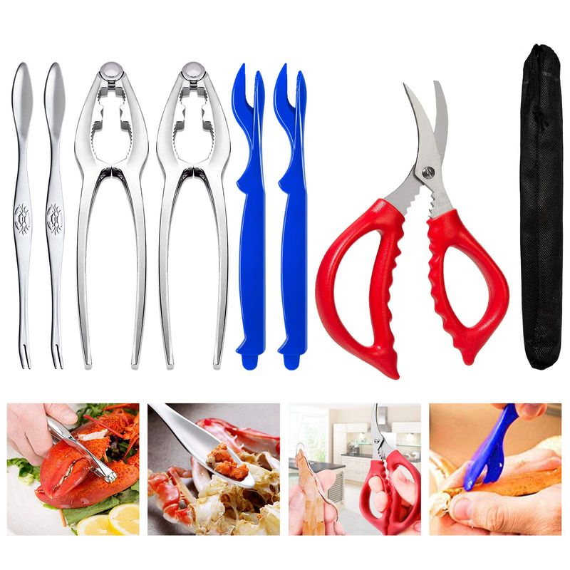 Crab and Lobster Tools - Crab Leg Crackers and Picks Set, Picks Knife ...