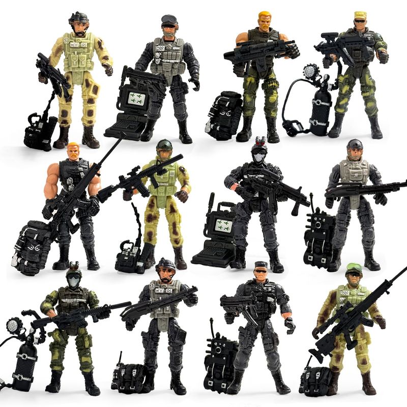 Baimiby 12 Pcs Army Men Action Figures,Military Soldier Toy Military ...