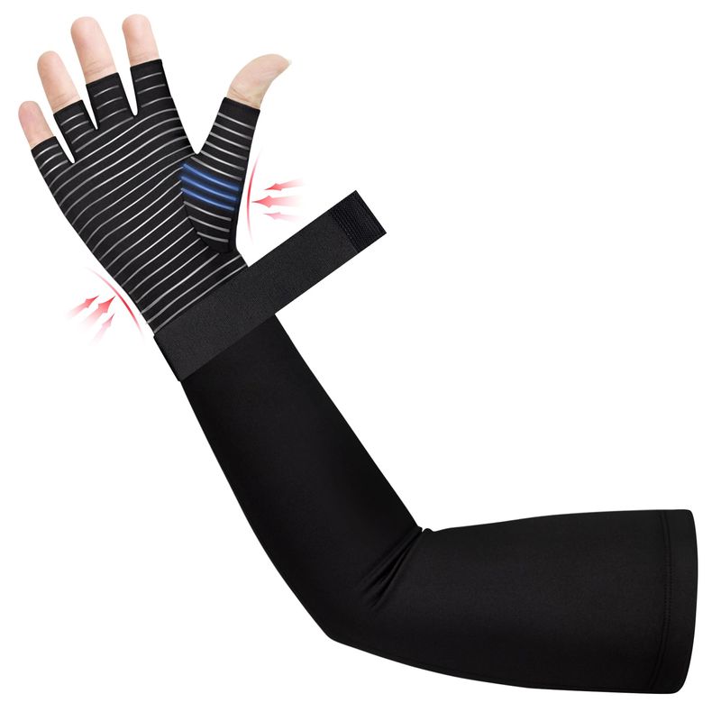 Zuscot Copper Long Compression Arthritis Glove with Wrist Strap (1 Pcs ...