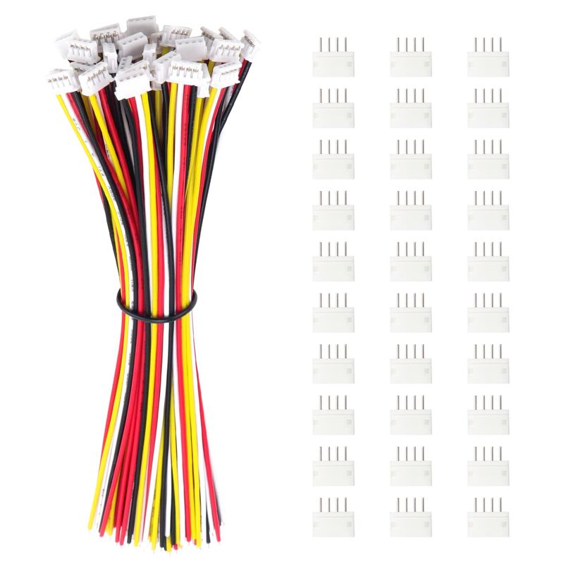 Lyeteung 30 Sets Mini Micro JST 1.5 ZH 4 Pin Connector Plug Male with 150mm 26AWG Cable & Female ...