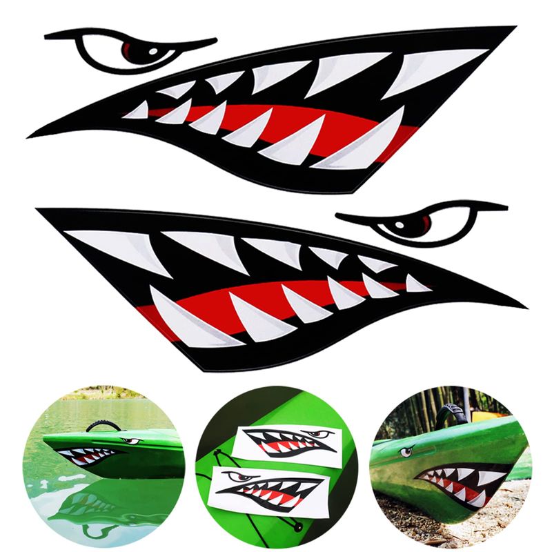 TENSPAL Shark Teeth Mouth Decals Sticker Kayak Boat Fishing Canoe ...
