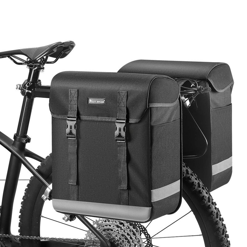 Bike Double Pannier Bags Waterproof Bicycle Rear Seat Panniers Pack ...