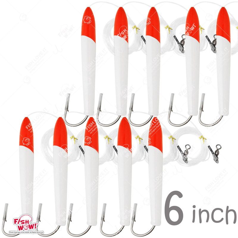 10pcs 6" Fishing Rigged Cedar Plugs Tuna Mahi Marlin Wooden fish Lures ...