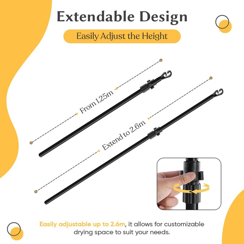 BLADO 2.4m Adjustable Washing Line Prop - Extendable Heavy Duty Clothes ...