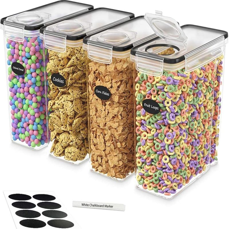 Panzy Home 4L Cereal Storage Containers – Airtight Flip-Top Lids, BPA ...