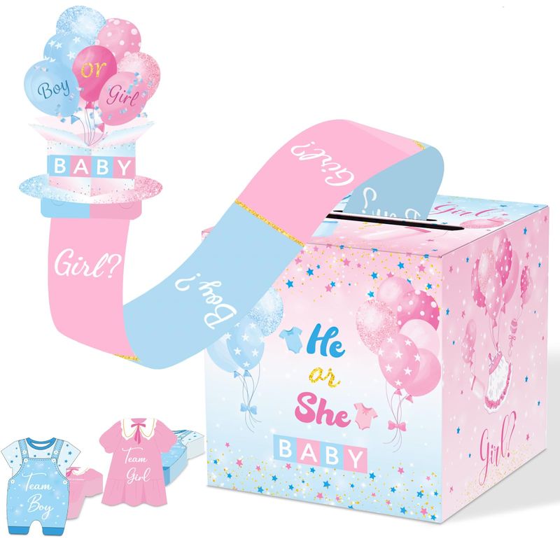 WNINK Baby Gender Reveal Pull Out Game with Voting Box, Gender Reveal ...