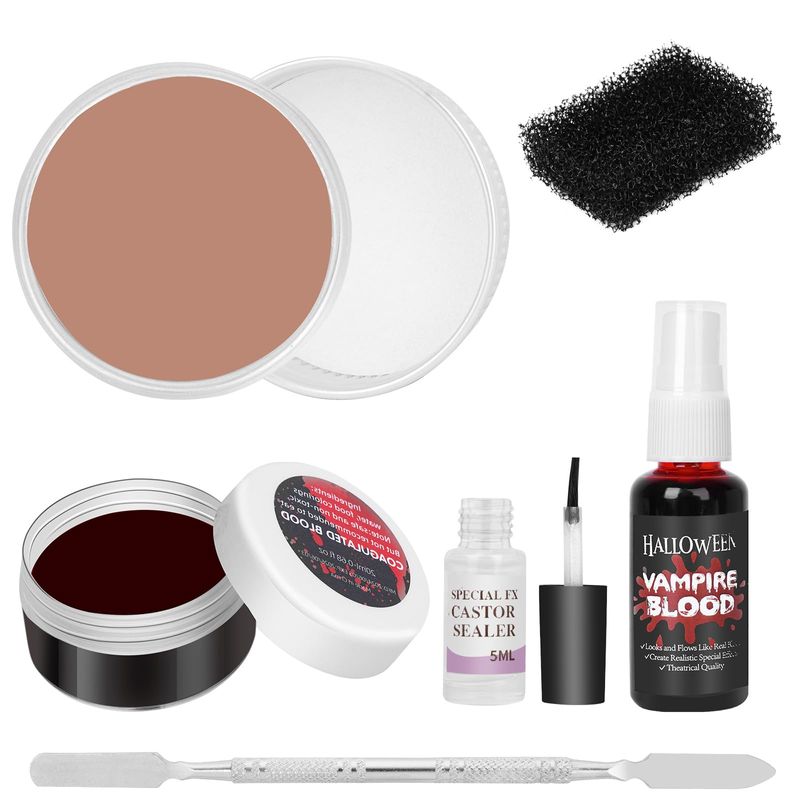 Fake Blood Gel and Scar Wax Set,SFX Makeup Kit Scars Wax,Fake Blood ...