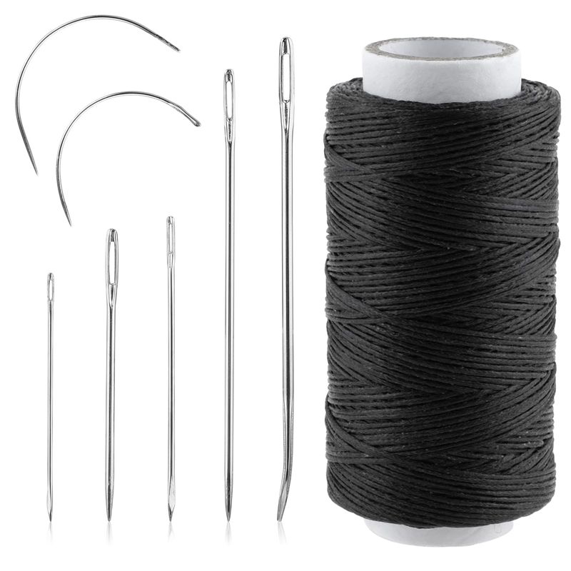 Leather Waxed Thread, Sewing Waxed Thread with 7pcs Sewing Needles ...