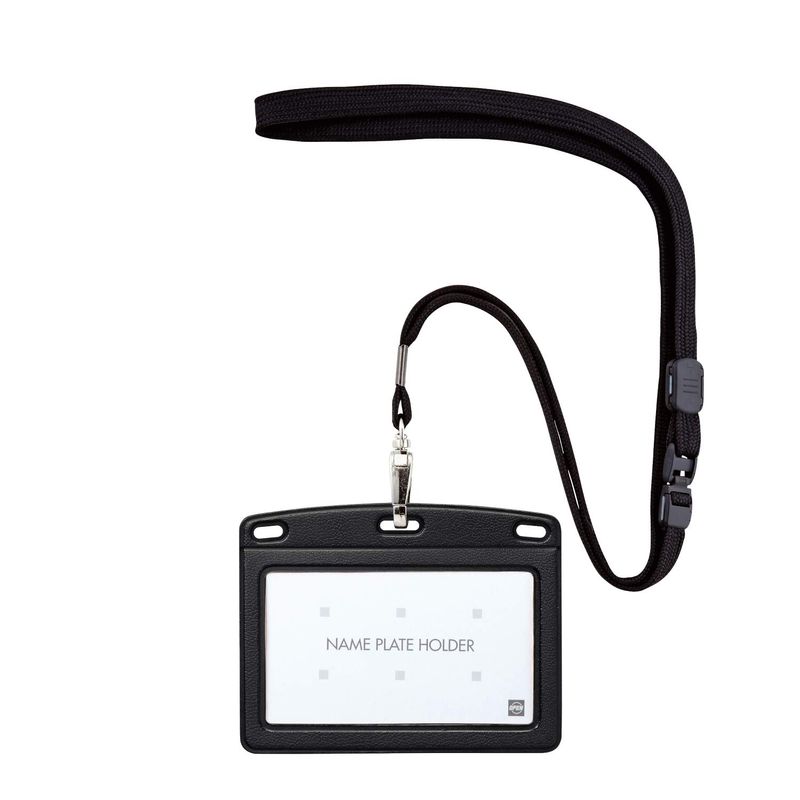 Hanging Name Tag Strap, Leather-Like, Business Card Size, black ...