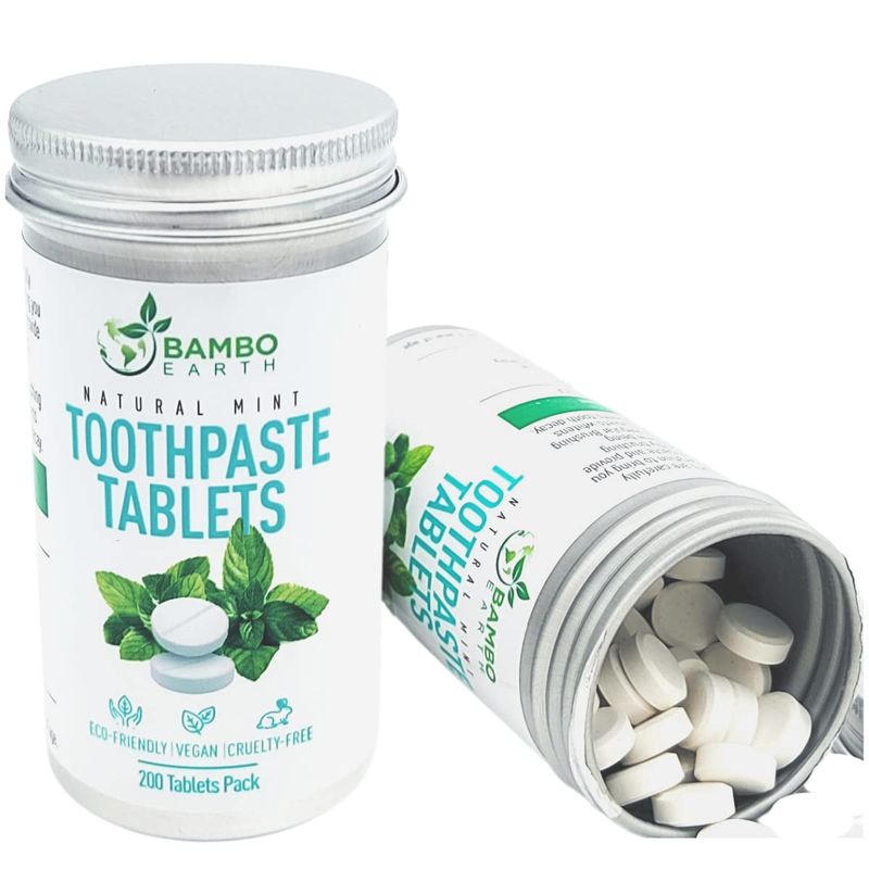 200 Pack Natural Toothpaste Tablet Bits - Chewable Mouthwash Whitening ...